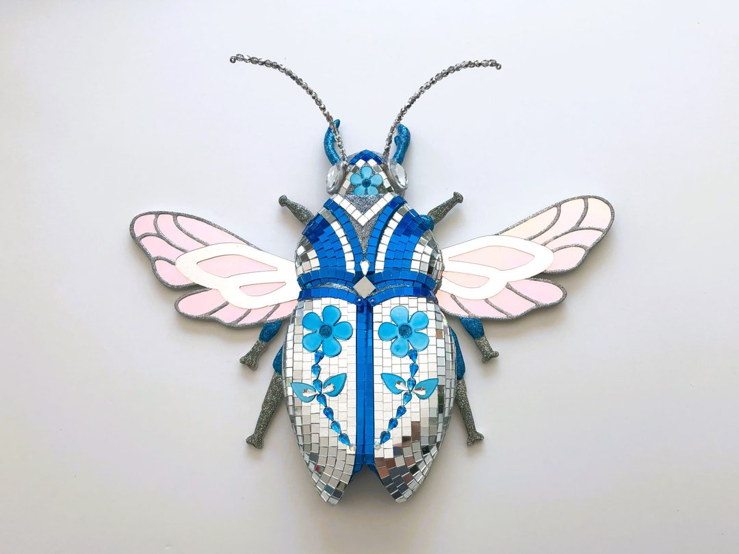 Blue Flower Disco Beetle Maximalist Mirror Bugs Funky 3D Insect ...