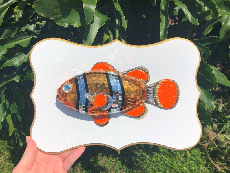 Disco Mounted Fish | Mirror Ball Clownfish | Funky Maximalist Art ...