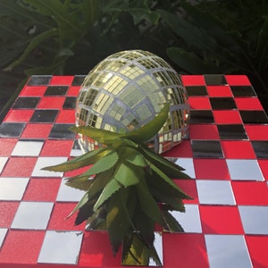 Checkered Disco Pineapple 3D Funky Fruit Wall Art Mirror Sculpture ...