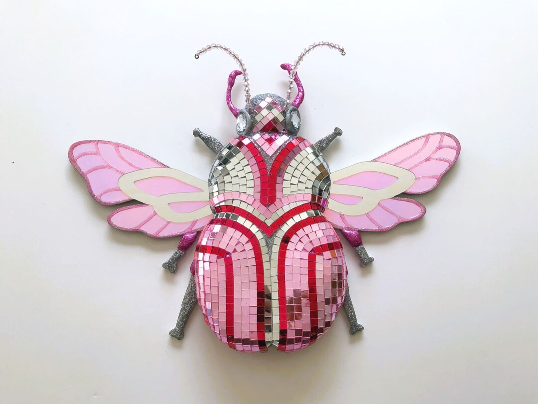 Pink Disco Beetle Maximalist Mirror Bugs Funky 3D Insect Art Dopamine ...