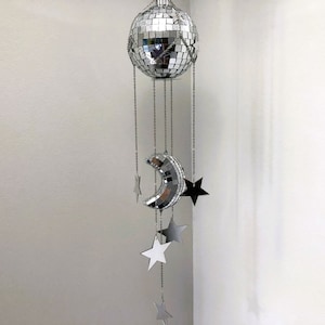 Celestial Disco Mobile | Mirror Moon and Star | Spinning Disco ...