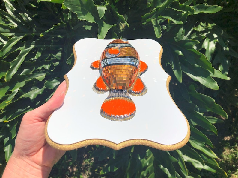 Disco Mounted Fish | Mirror Ball Clownfish | Funky Maximalist Art ...