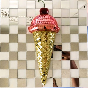 Disco Ice Cream Cone | Checkered Pop Art | 3D Funky Food | Maximalist ...