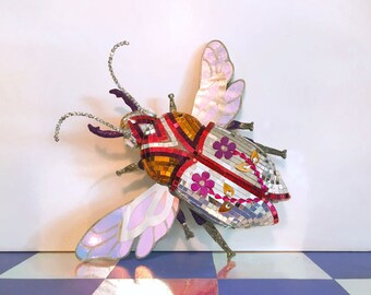 Moon and Star Disco Beetle Maximalist Mirror Bugs Funky 3D Insect Art ...