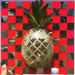 Checkered Disco Pineapple | 3D Funky Fruit Wall Art | Mirror Sculpture ...