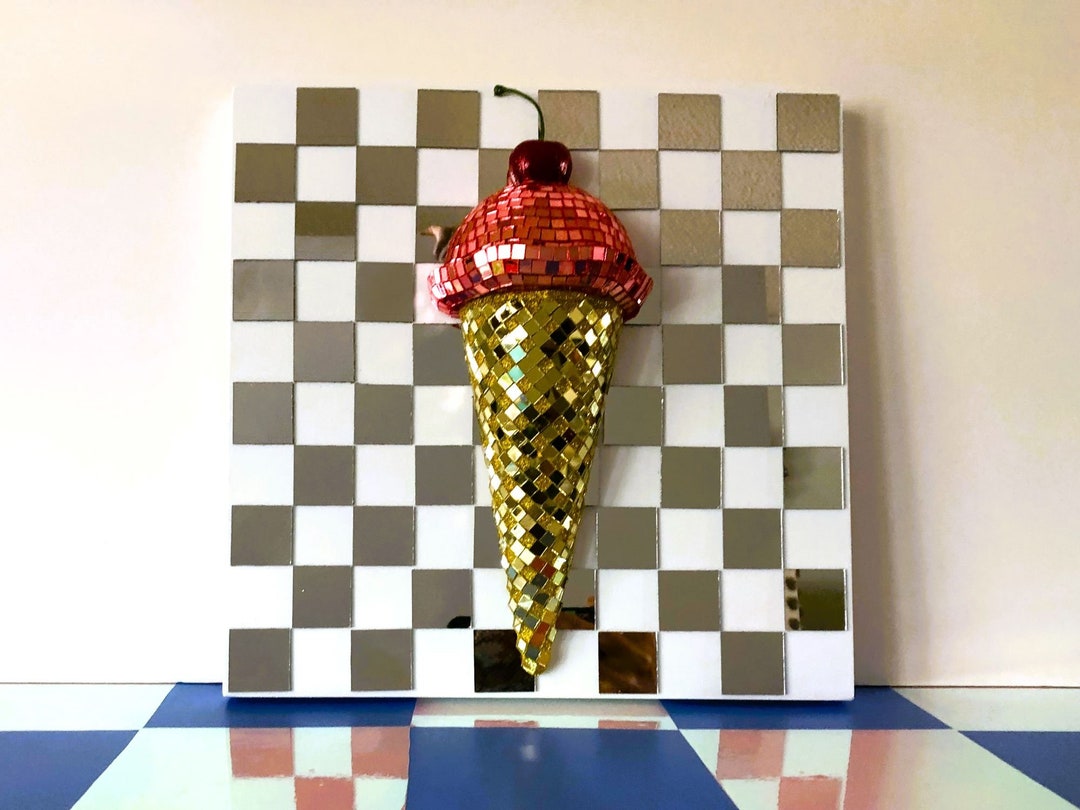 Disco Ice Cream Cone Checkered Pop Art 3D Funky Food - Etsy