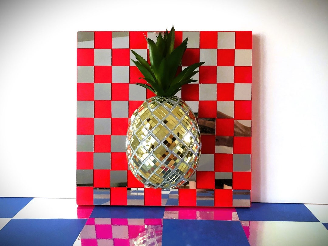 Checkered Disco Pineapple | 3D Funky Fruit Wall Art | Mirror Sculpture ...