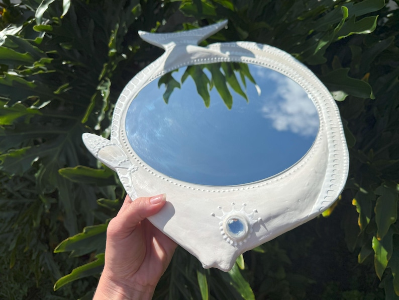 Large Fish Mirror: Coastal Beach Wall Decor, Rhinestone Eye - Etsy