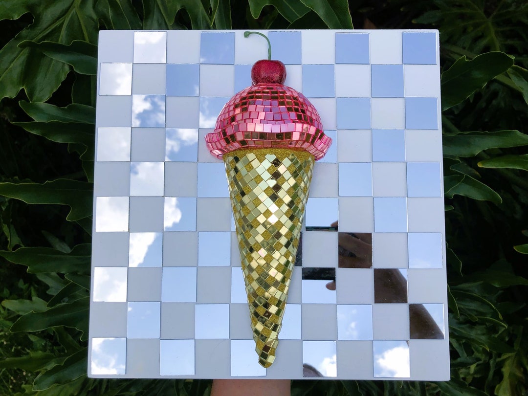 Disco Ice Cream Cone | Checkered Pop Art | 3D Funky Food | Maximalist ...