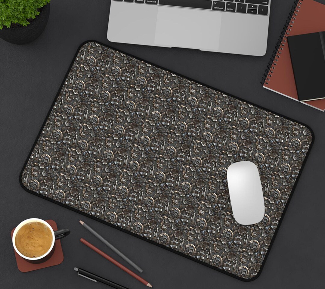 Metal Look Abstract Floral Pattern Desk Mat Aesthetic Minimalist Mom ...