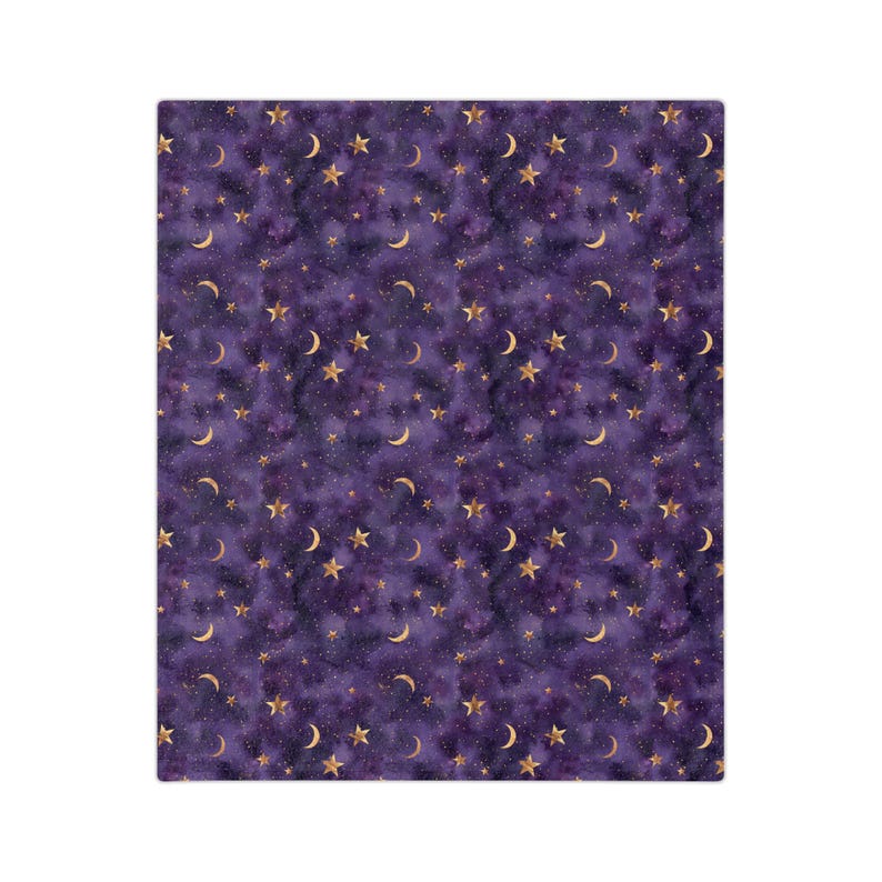 Moon and Stars Purple Velveteen Microfiber Minky Blanket Lightweight ...