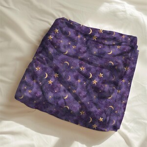 Moon and Stars Purple Velveteen Microfiber Minky Blanket Lightweight ...