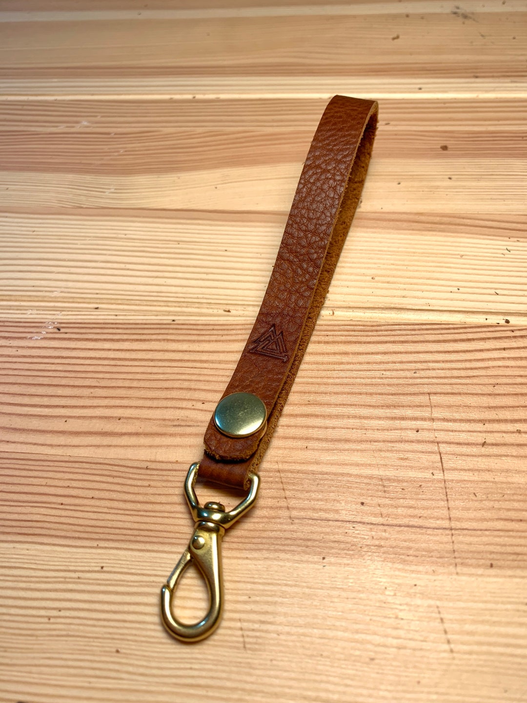 Bison Leather Keychain Wristlet, Wrist Strap, Leather Keychain, Button ...