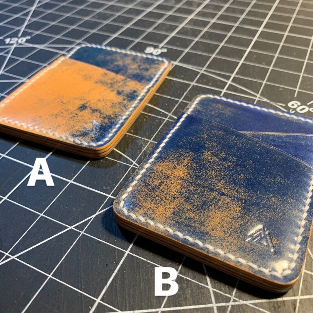 Blue Shell Cordovan Leather Wallet "the Solo Flex", Minimalist, Reverse ...