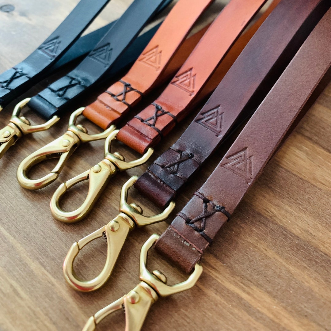 Custom Stamped Leather Brass Keychain, Keyring Wristlet, Wrist Strap ...