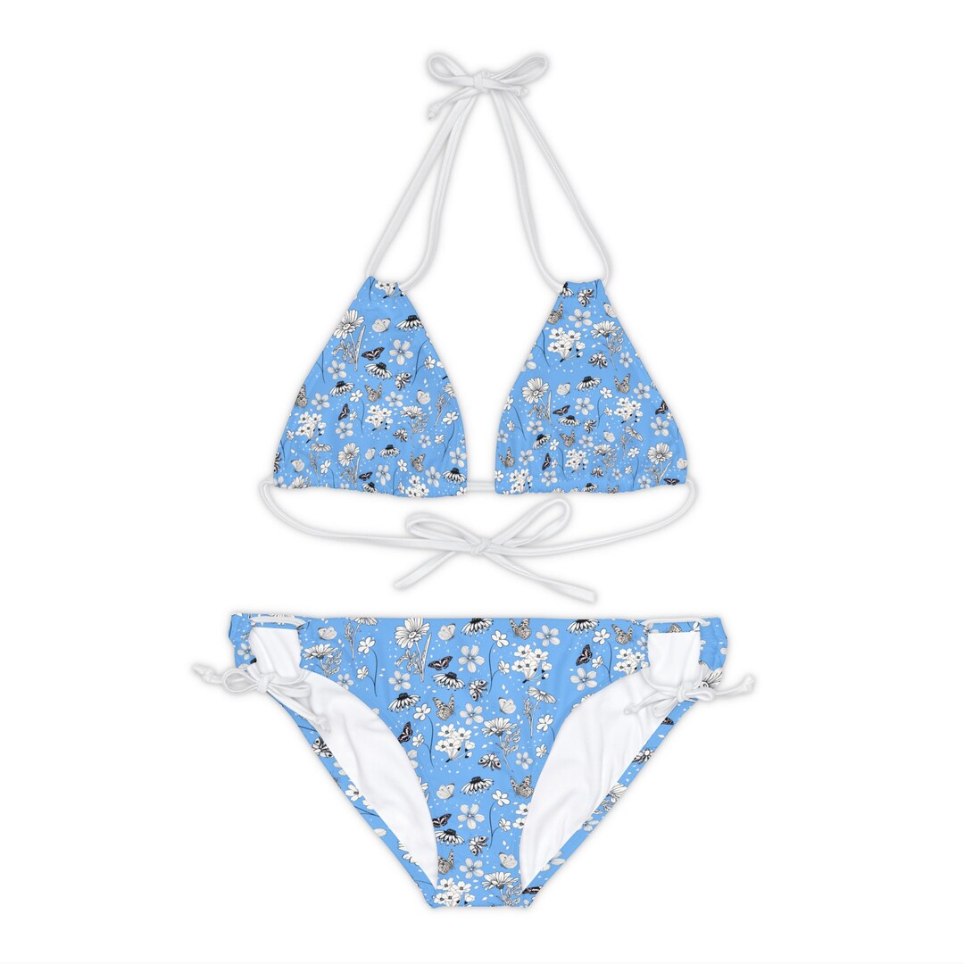 Floral Bikini | Bachelorette Trip Swimsuits | Blue and White Floral ...