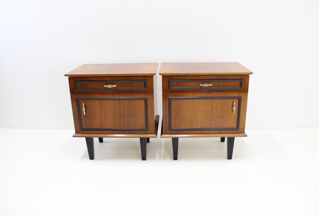 Set of 2 Vintage Nightstands/vintage Bedside Table/vintage Wooden ...