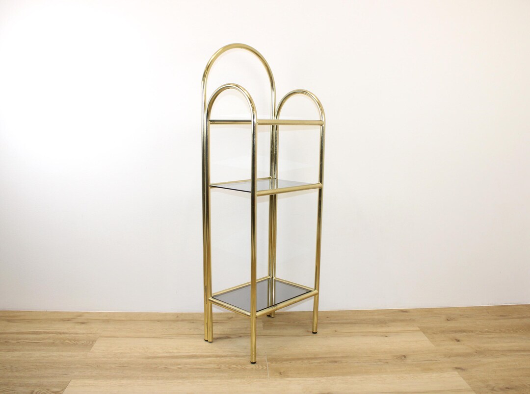 Vintage Modern Shelves / Hollywood Regency Shelving With Smoked Glass ...