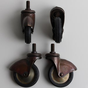 Set of 4 Vintage Castors / Old Industrial Wheels / Metal Wheels / Multi ...
