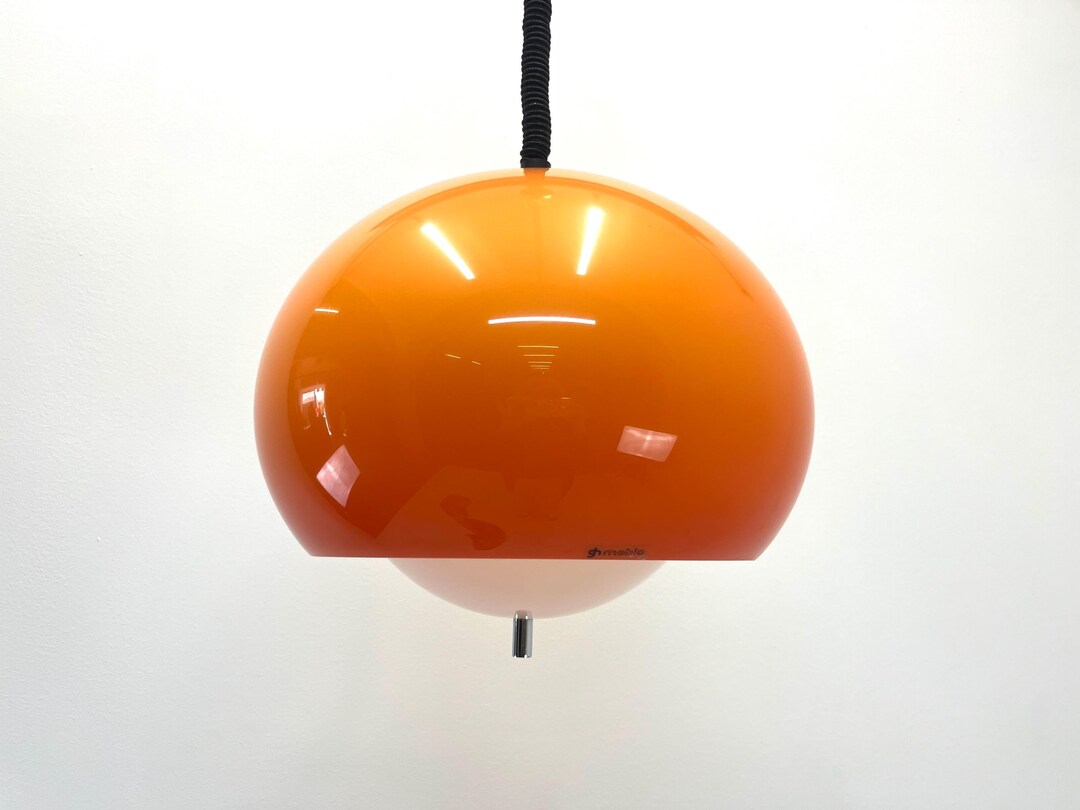 Space Age MEBLO Lamp / Orange Pendant Lamp / Meblo Yugoslavia 70s ...