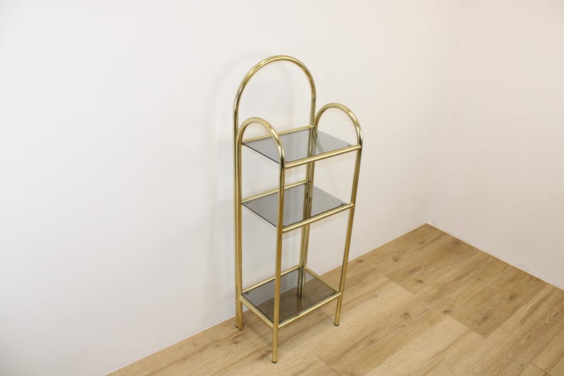 Vintage Modern Shelves / Hollywood Regency Shelving With Smoked Glass ...
