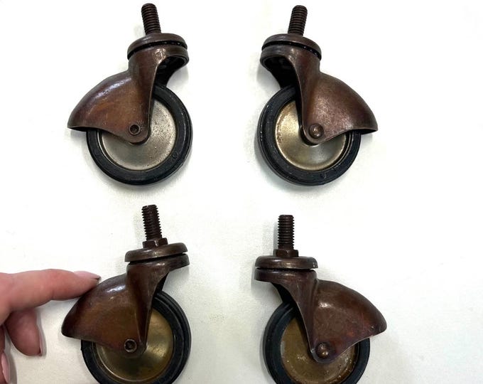 Set of 4 Vintage Castors / Old Industrial Wheels / Metal Wheels / Multi ...