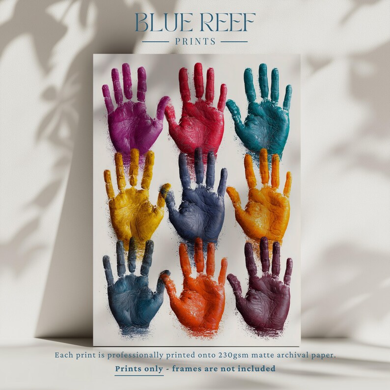 Rainbow Handprints Diversity Art Print - Colorful Inclusion Poster ...
