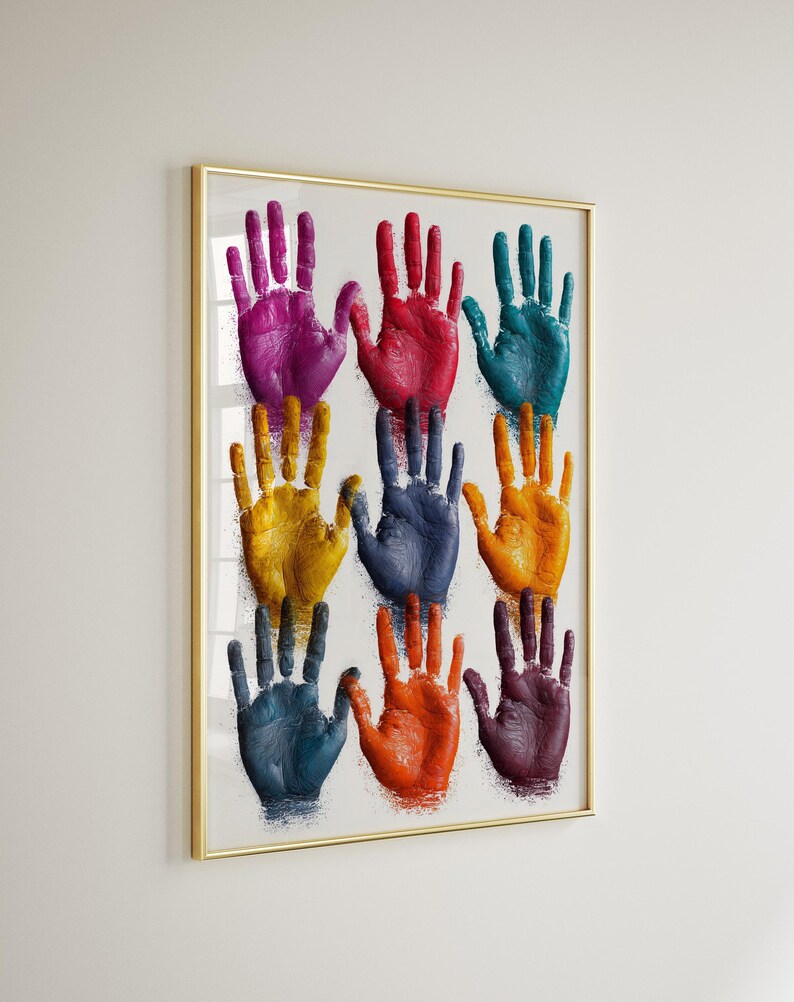 Rainbow Handprints Diversity Art Print - Colorful Inclusion Poster ...