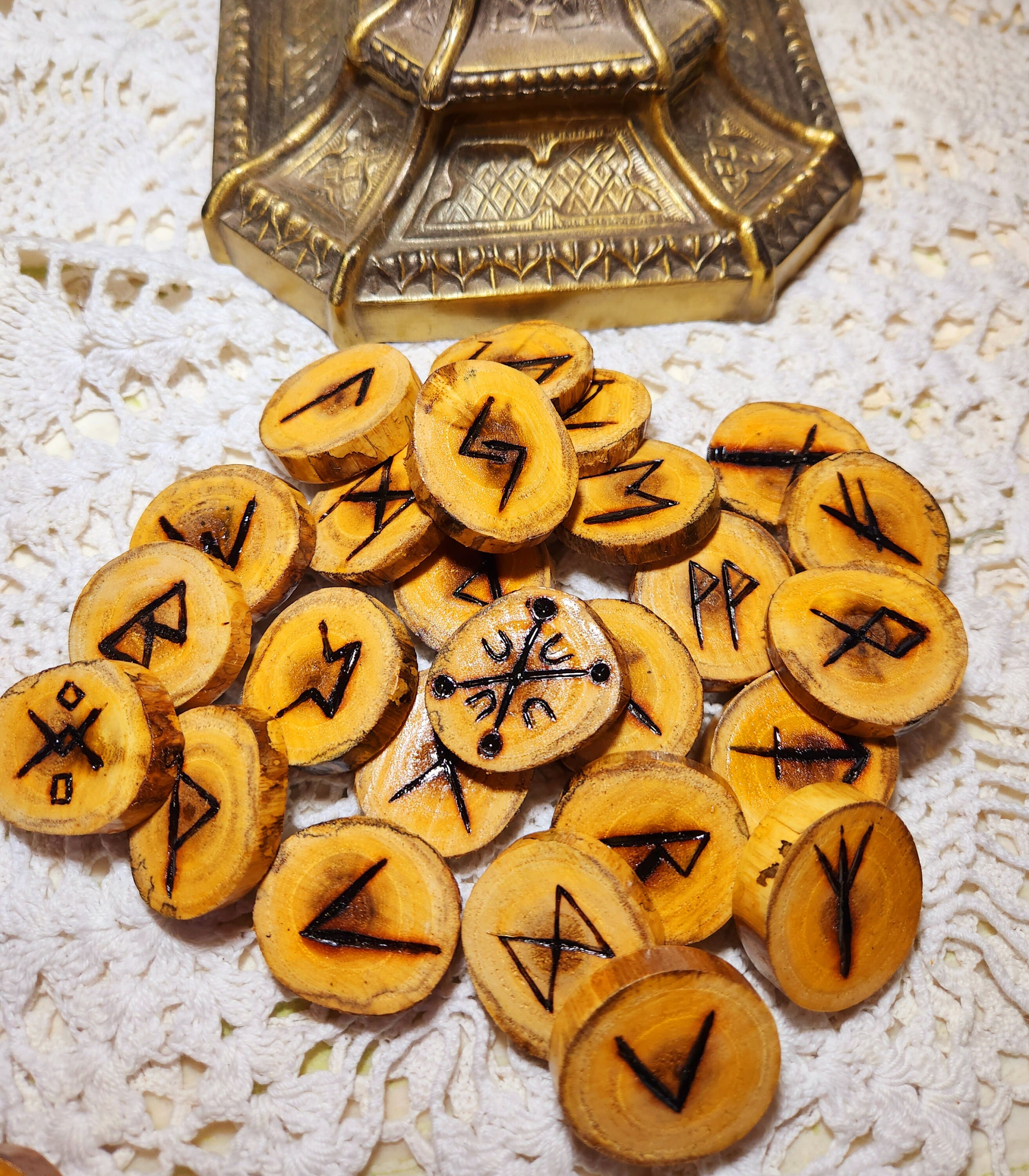 Handmade Black Locust Rune Medallions - Etsy