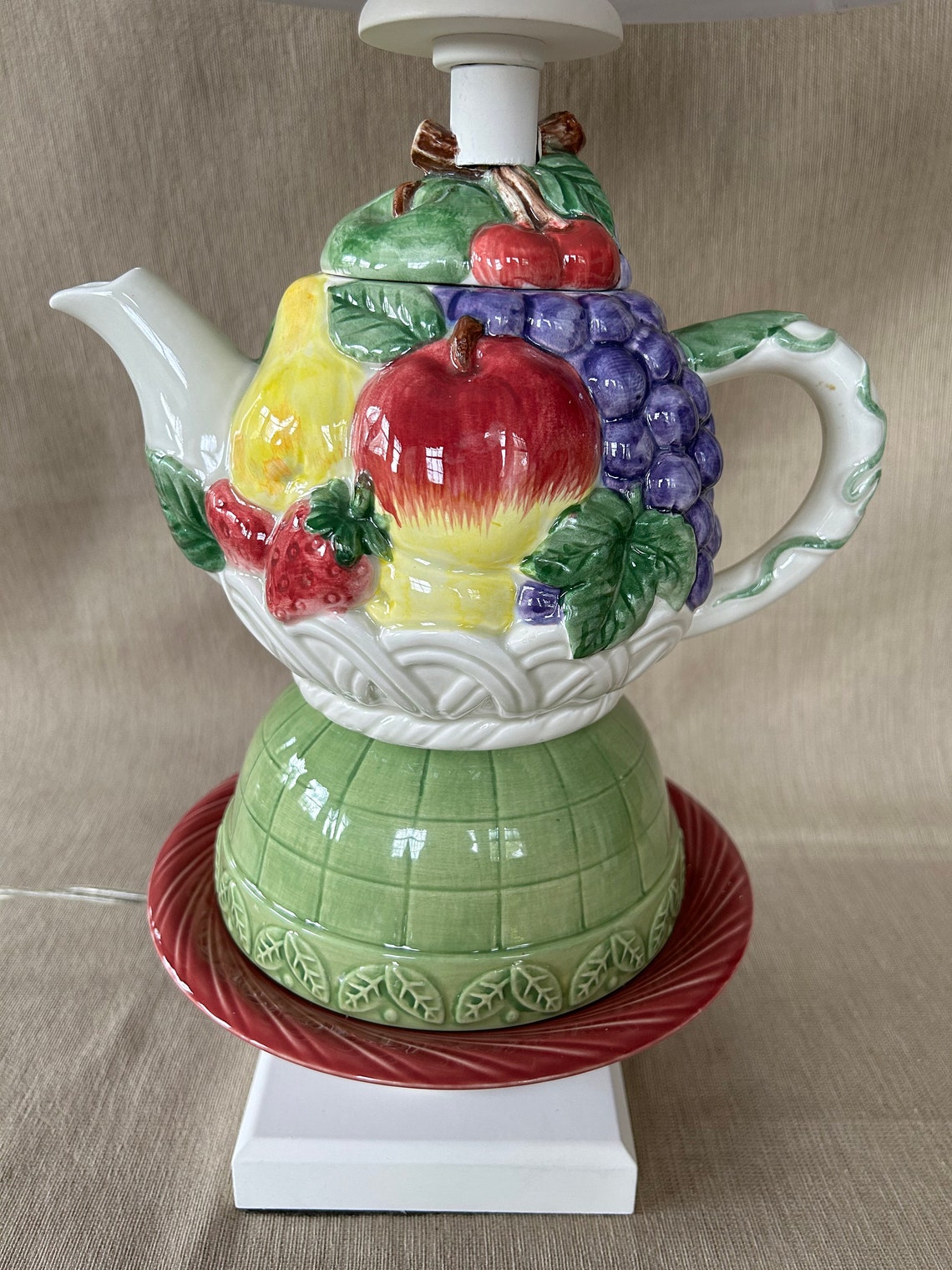Fruit Decorated Stacked Teapot Table Lamp - Etsy