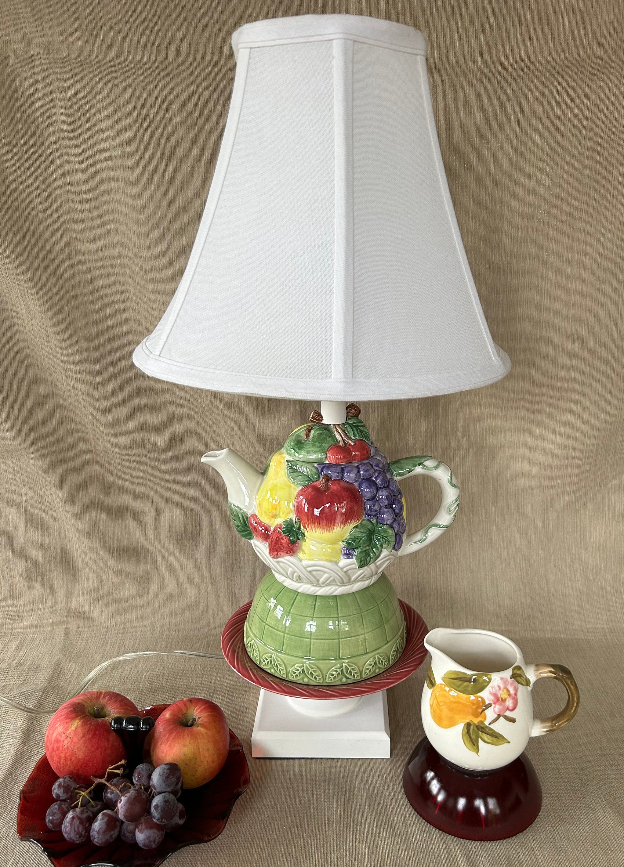 Fruit Decorated Stacked Teapot Table Lamp - Etsy