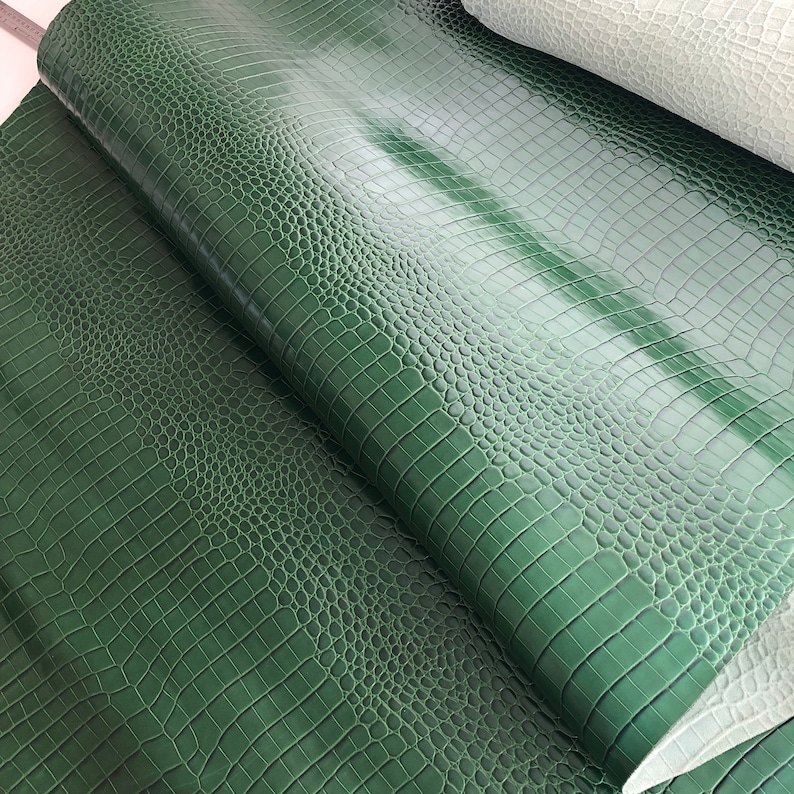 Green Crocodile Skin Textured Veg Tan 100% Cowhide Leather Sheets ...