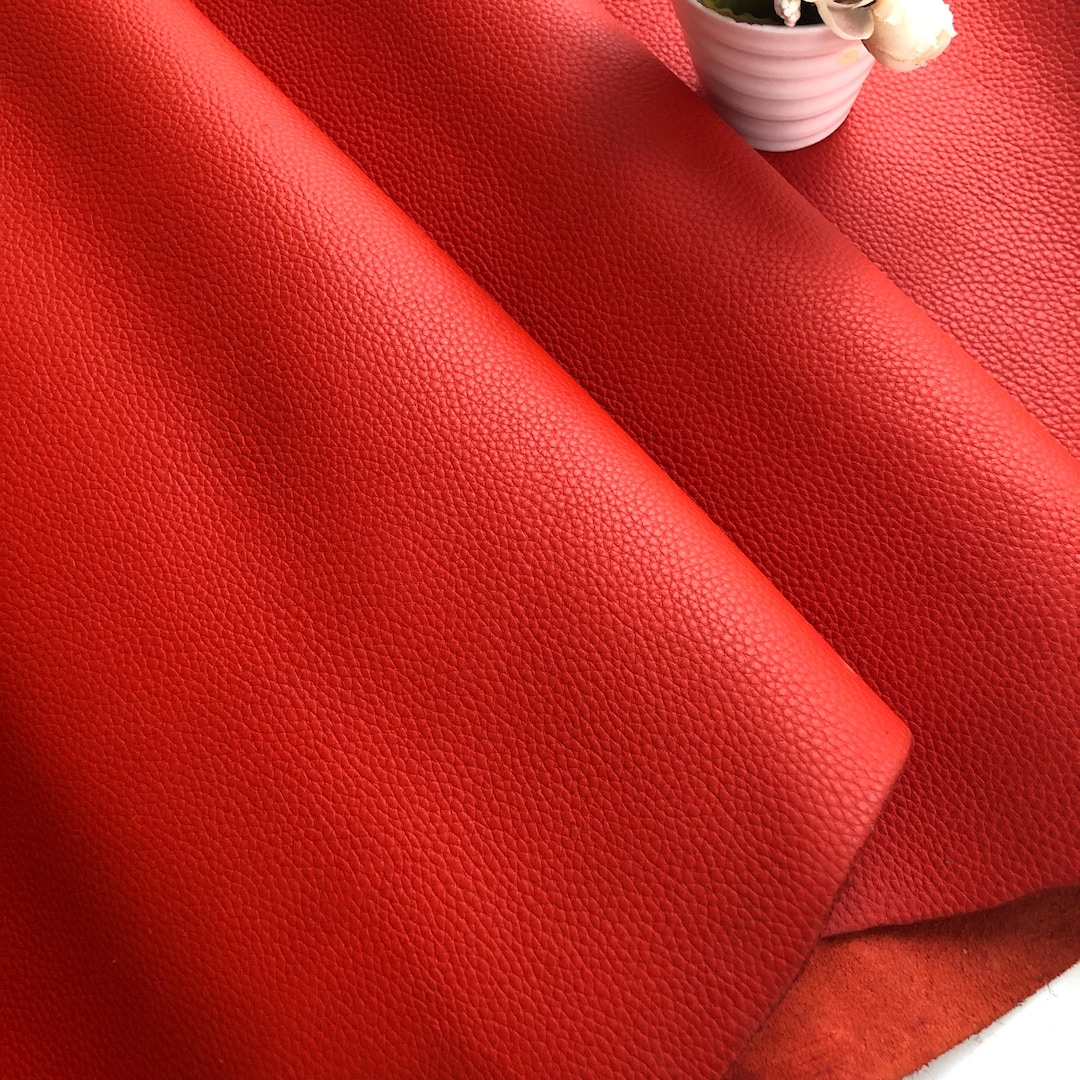 2.0mm Thick Scarlet Red Pebbled Full Grain Italian 100% Real Cowhide ...