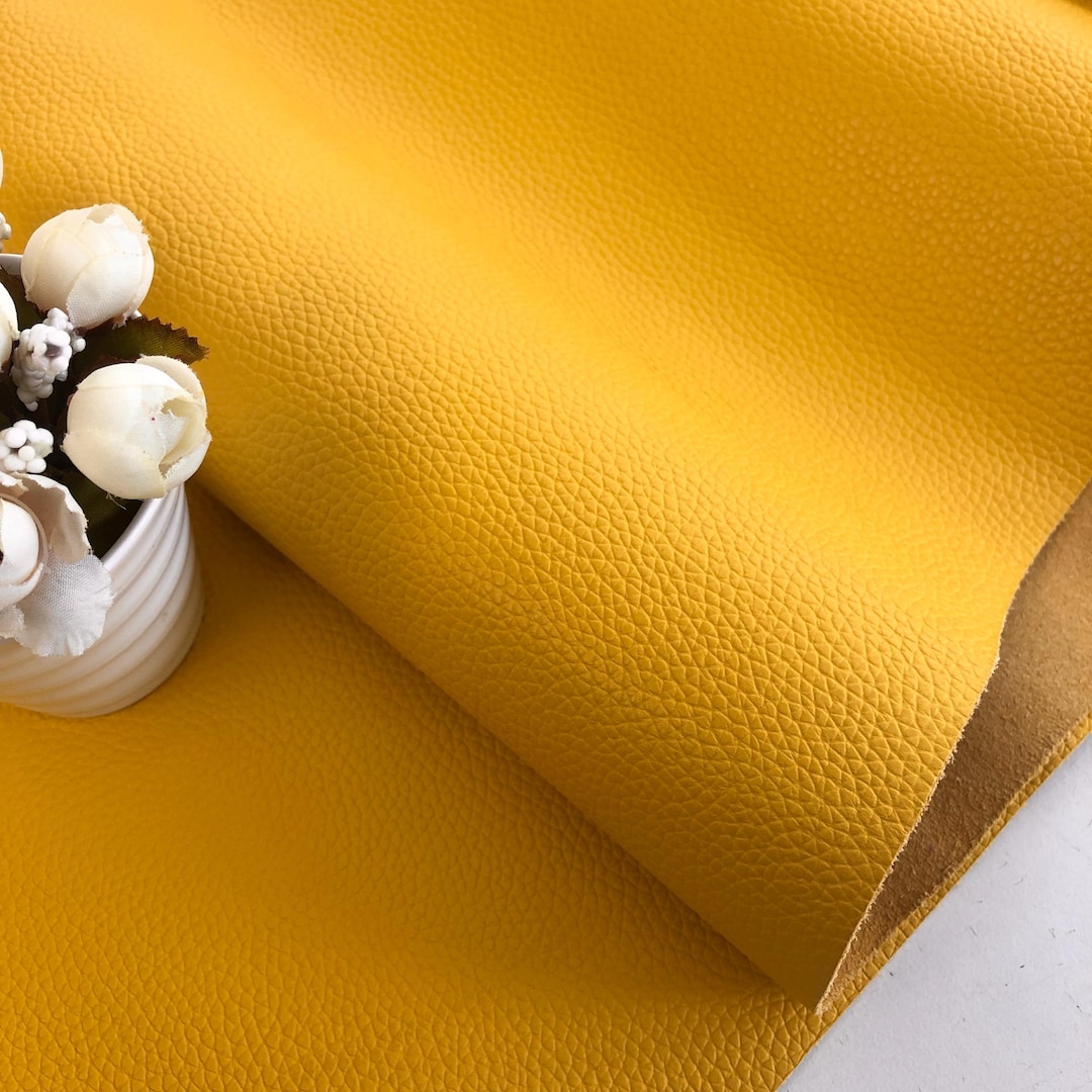 Yellow Embossed Pebbled 100% Real Cowhide Leather Sheets Multiple Sizes ...