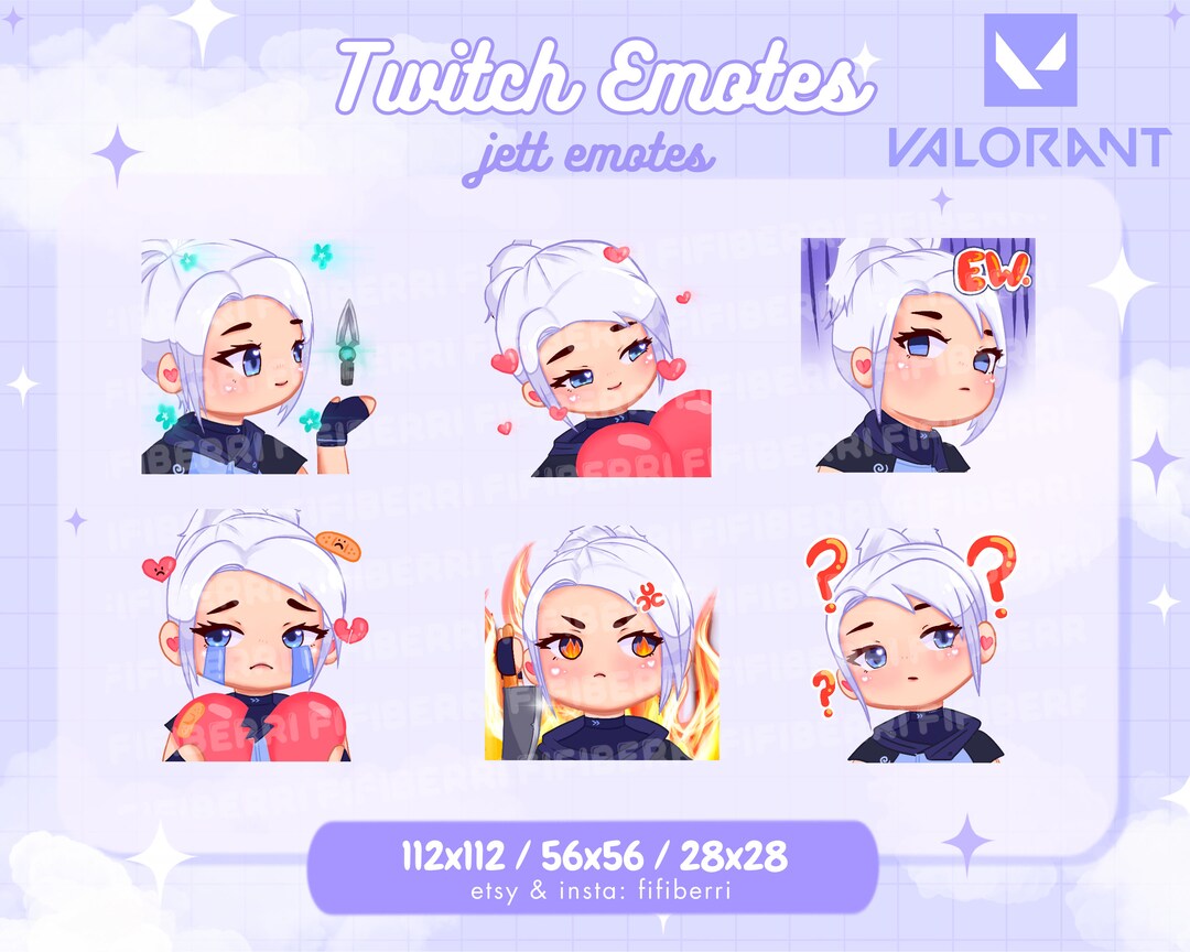 Jett Valorant Cute Chibi Emotes Jett Valorant Twitch Emotes - Etsy ...