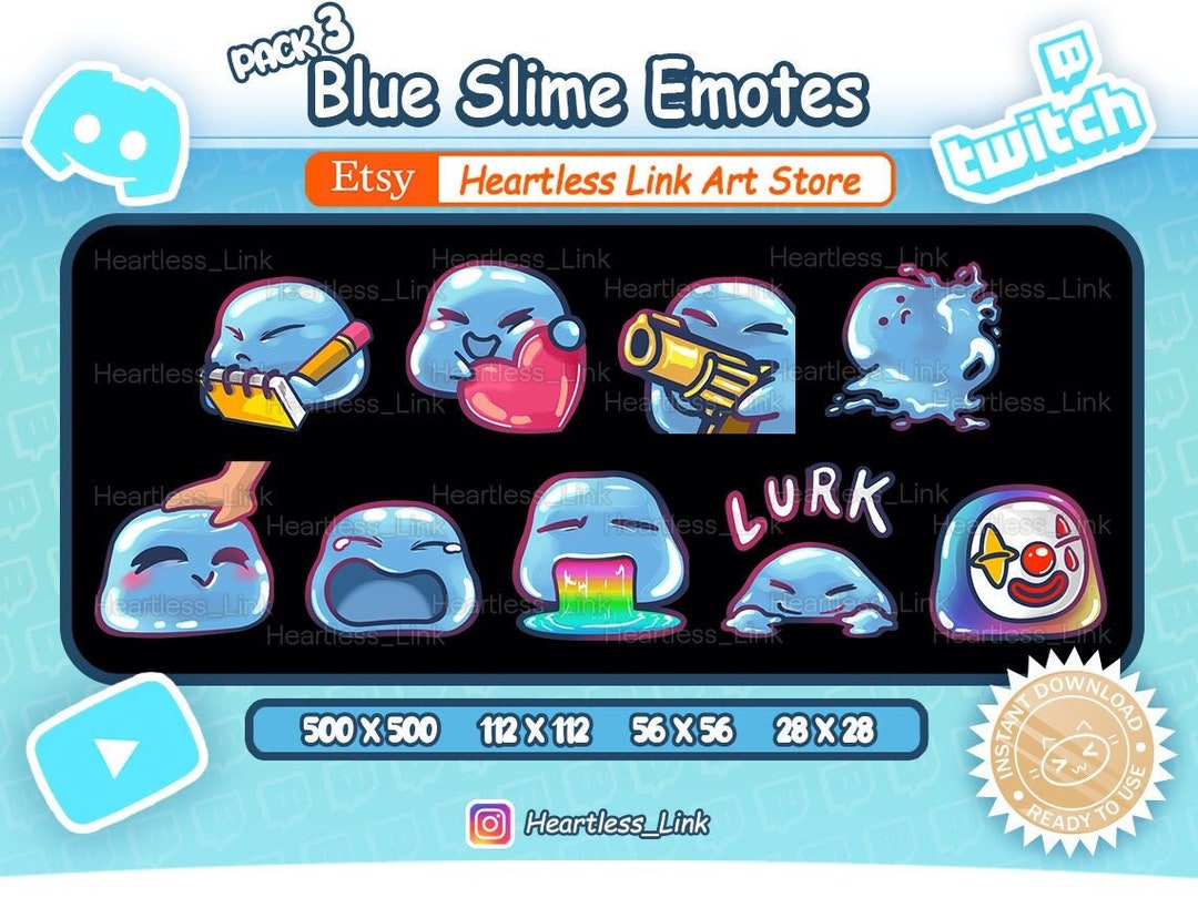 Blue Slime Emotes Pack 3 // Streamers // Twitch // Discord // Youtube ...