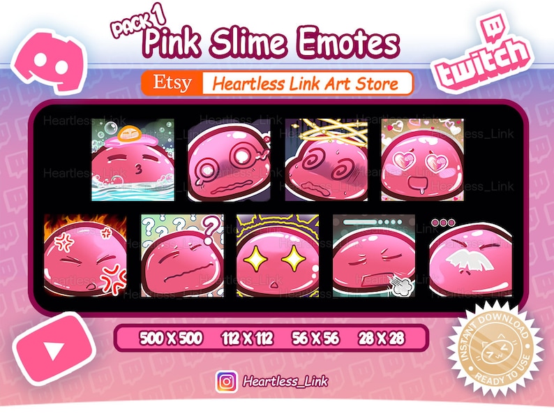 Pink Slime Emotes Pack-1 // Twitch Emote // Streamers// - Etsy