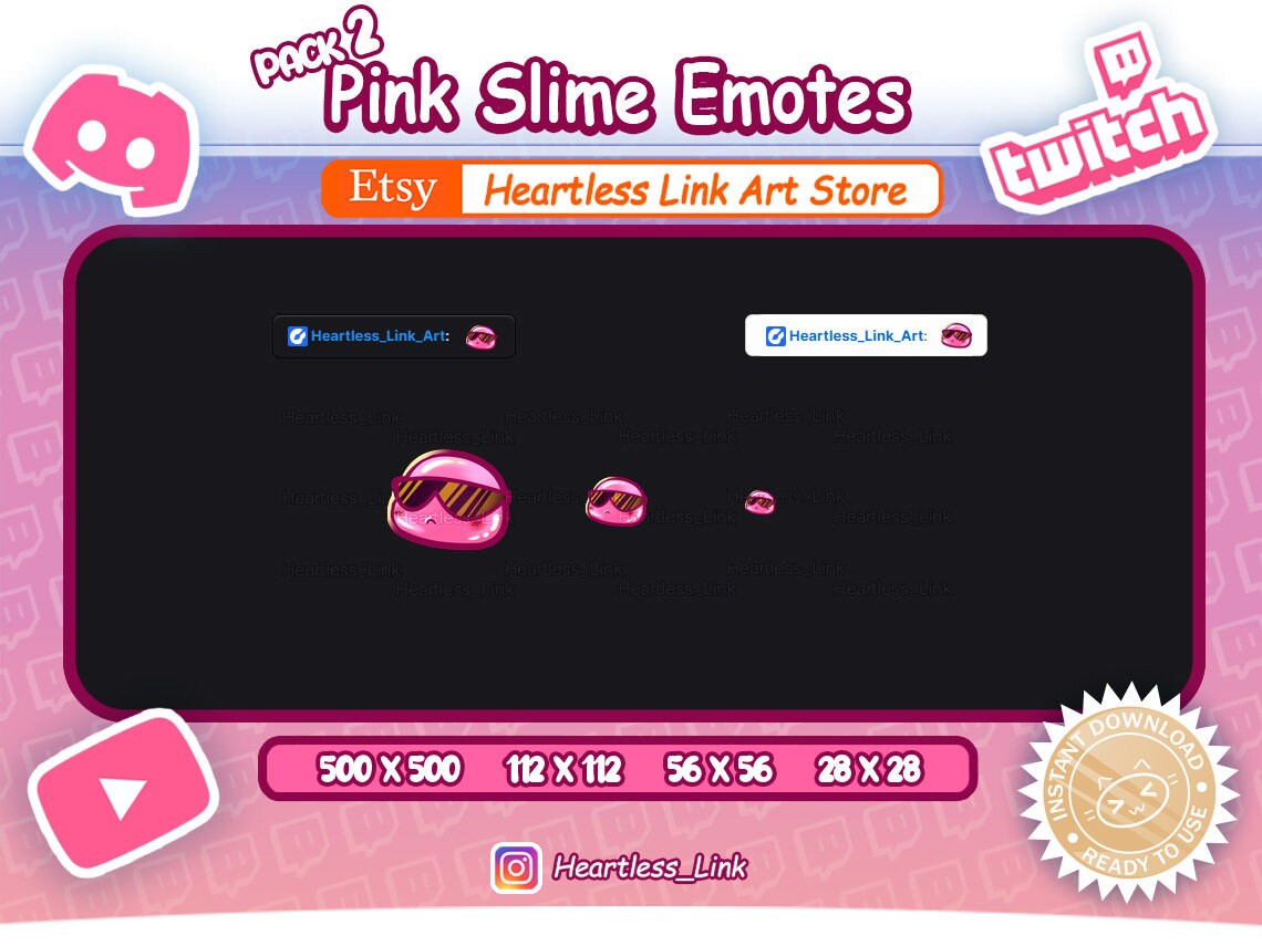 Pink Slime Emotes Pack-2 // Twitch Emote // Streamer - Etsy
