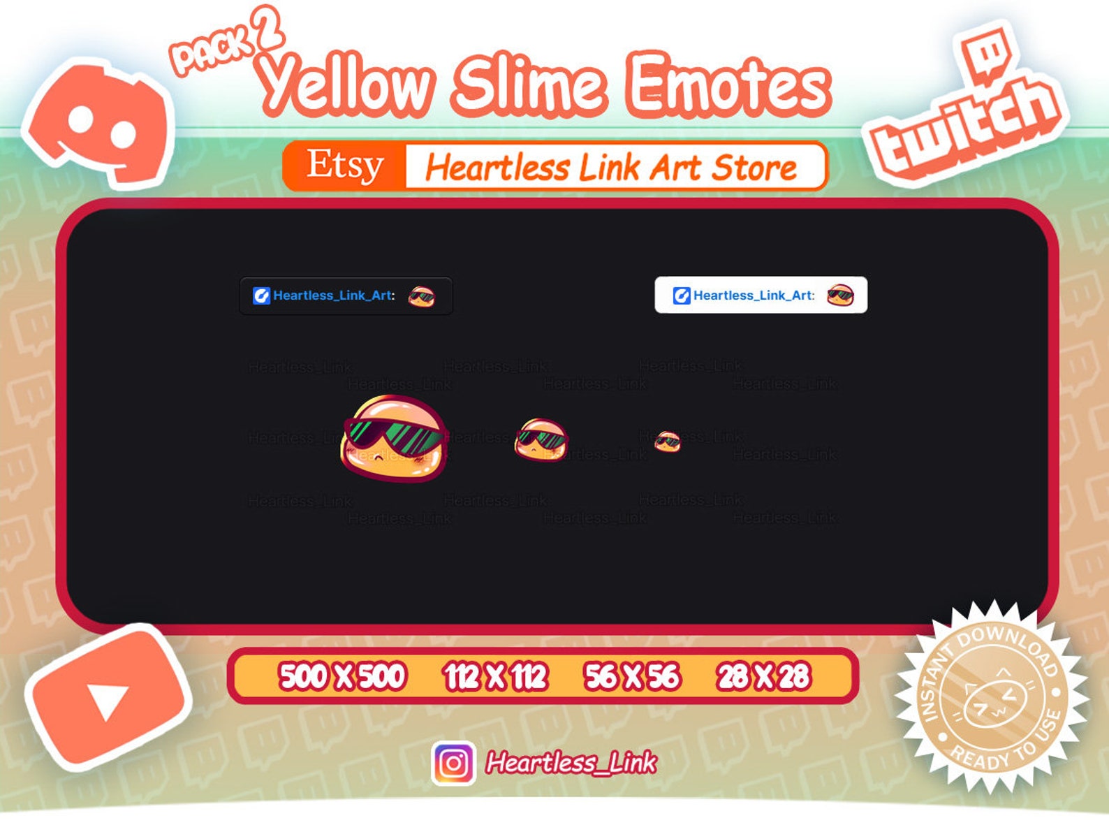 Yellow Slime Pack-2 // Twitch // Streamer // Emotes // Discord - Etsy