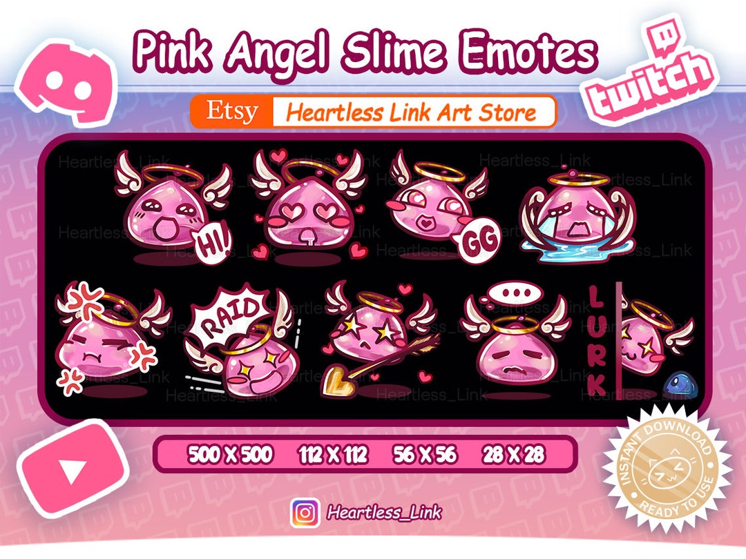 Pink Angel Slime Emotes // Streaming // Discord // Youtube // Twitch ...