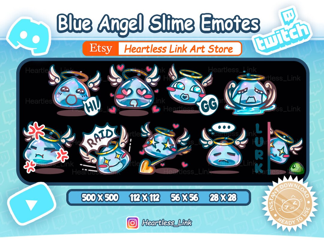Blue Angel Slime Emotes // Streaming // Twitch // Discord // Youtube ...
