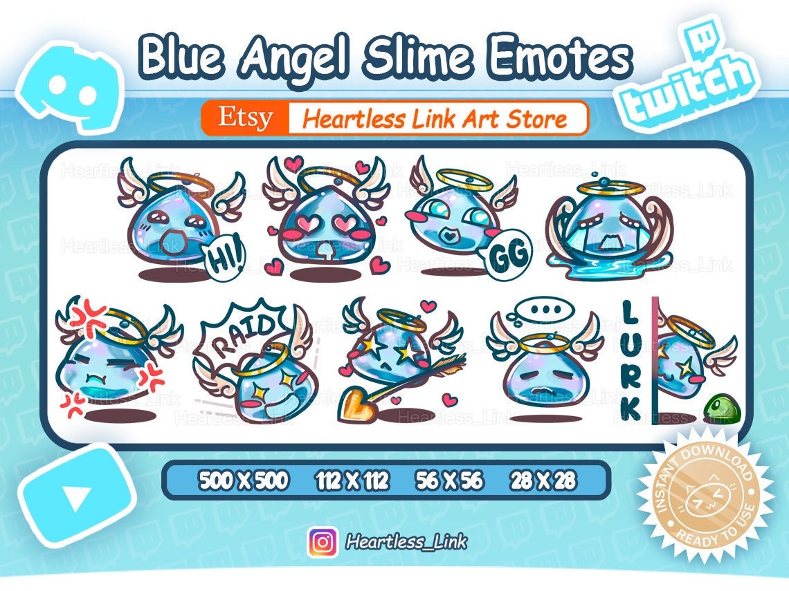 Blue Angel Slime Emotes // Streaming // Twitch // Discord // Youtube ...