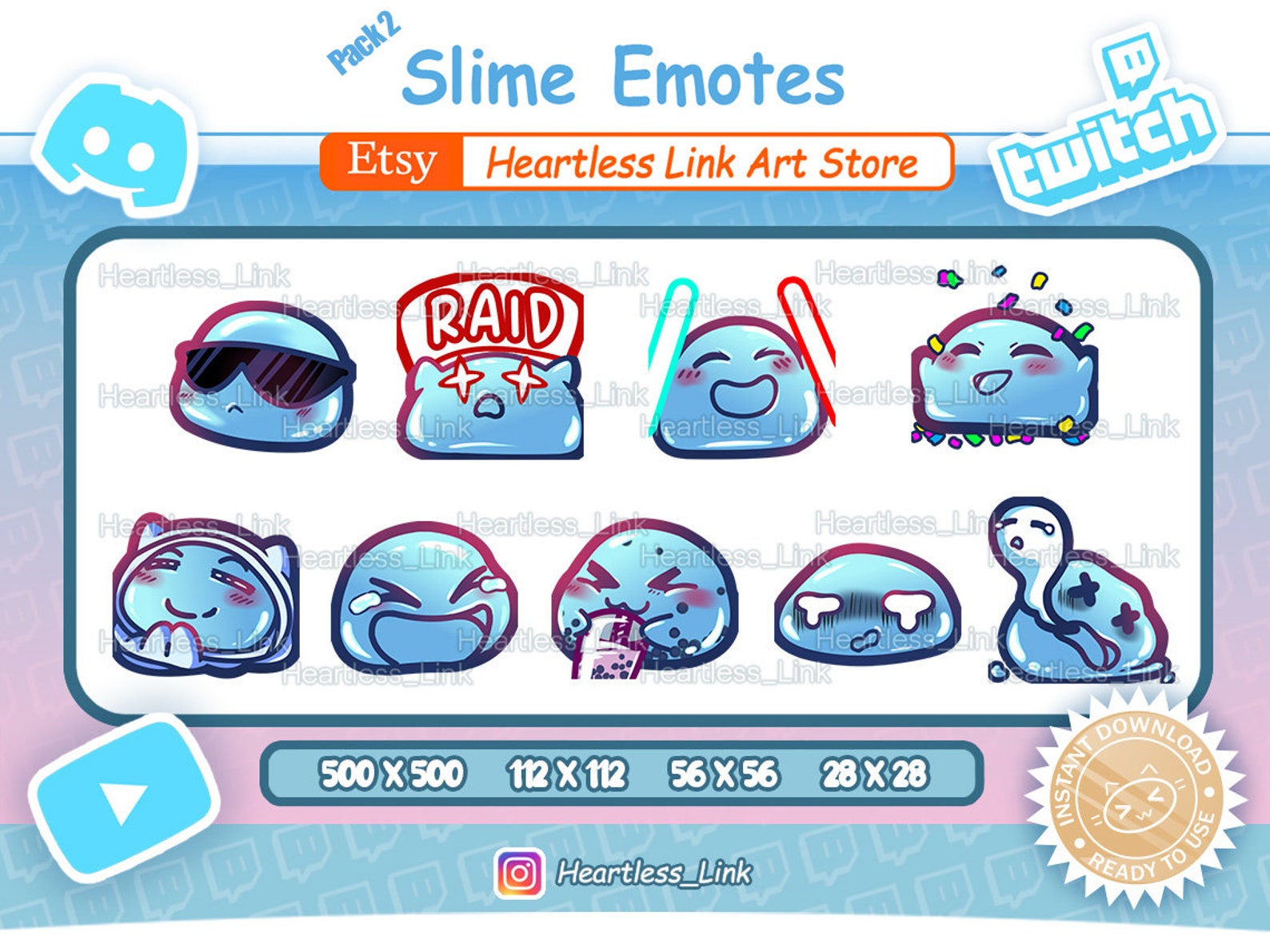 Blue Slime Pack-2 // Twitch // Discord// Streamers // Emotes - Etsy