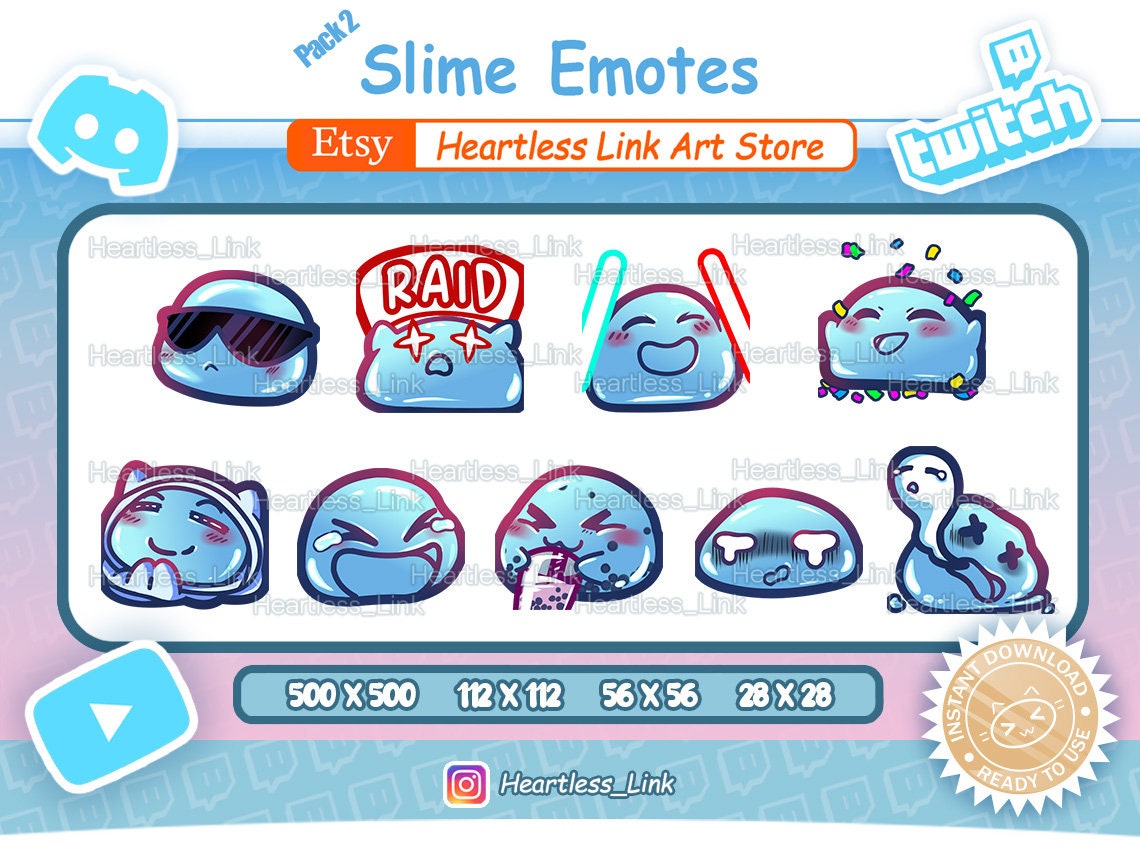 Blue Slime Pack-2 // Twitch // Discord// Streamers // Emotes - Etsy