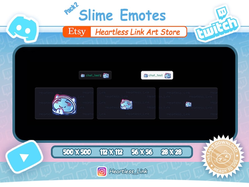 Blue Slime Pack-2 // Twitch // Discord// Streamer // Emotes - Etsy