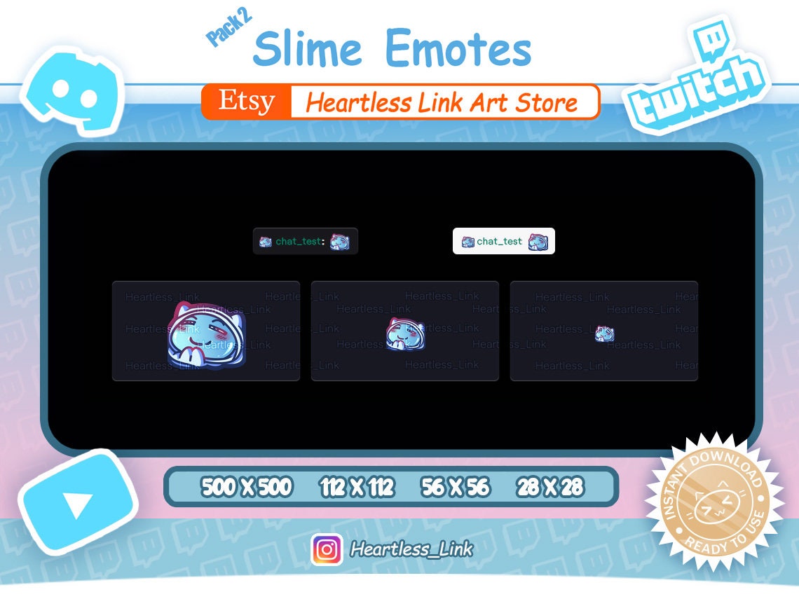 Blue Slime Pack-2 // Twitch // Discord// Streamers // Emotes - Etsy