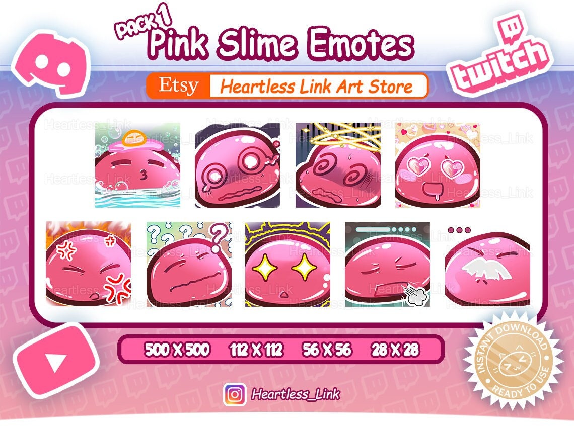Pink Slime Emotes Pack-1 // Twitch Emote // Streamers// - Etsy