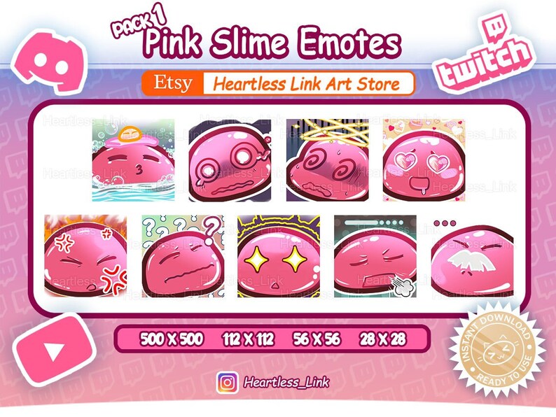 Pink Slime Emotes Pack-1 // Twitch Emote // Streamers - Etsy