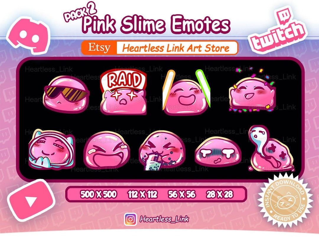 Pink Slime Emotes Pack-2 // Twitch Emote // Streamer - Etsy