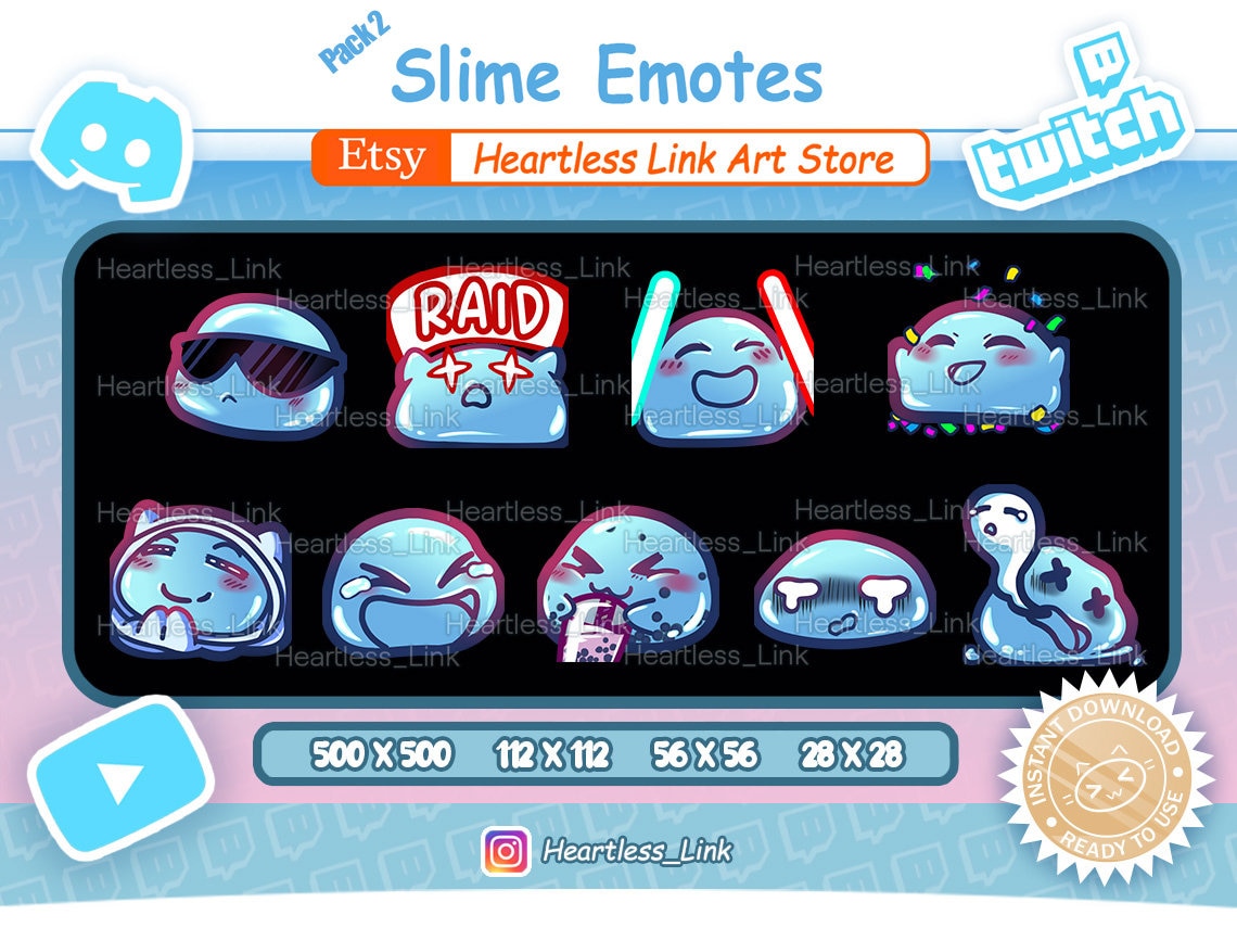Blue Slime Pack-2 // Twitch // Discord// Streamer // Emotes - Etsy
